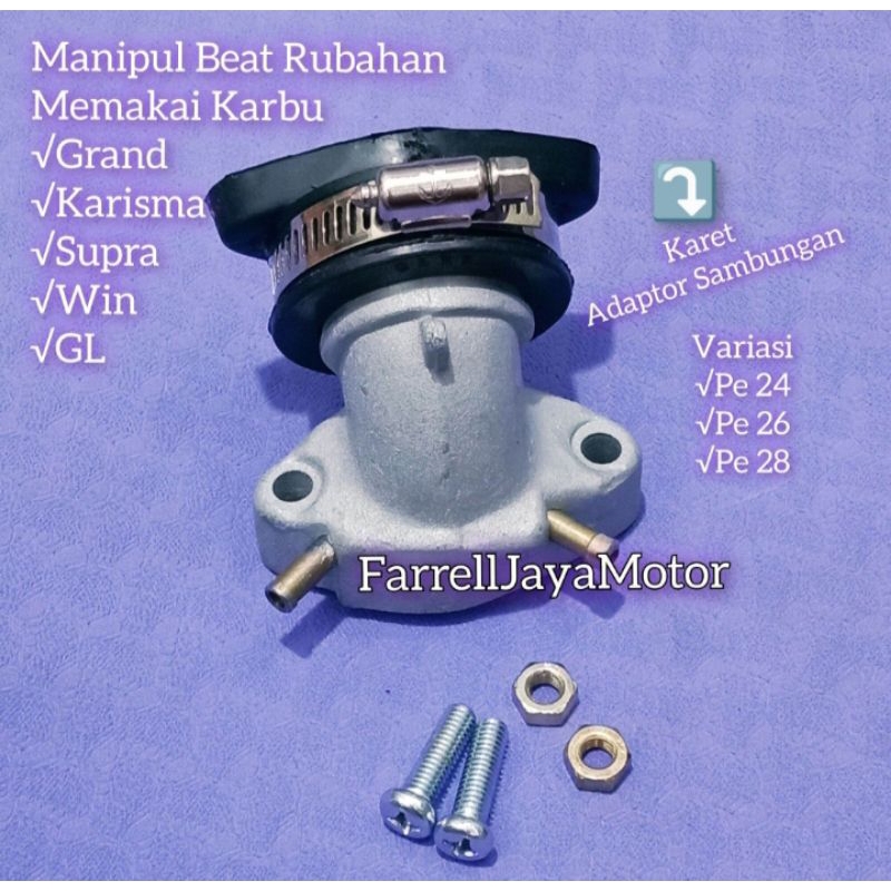 Jual Intake Manifold Manipol Manipul Honda Beat Robahan Plus Sambungan Adaptor Karet Memakai ...