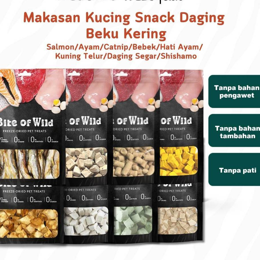 Jual Kunjing - Makanan Kucing Snack Daging Beku Kering Bite of Wild ...