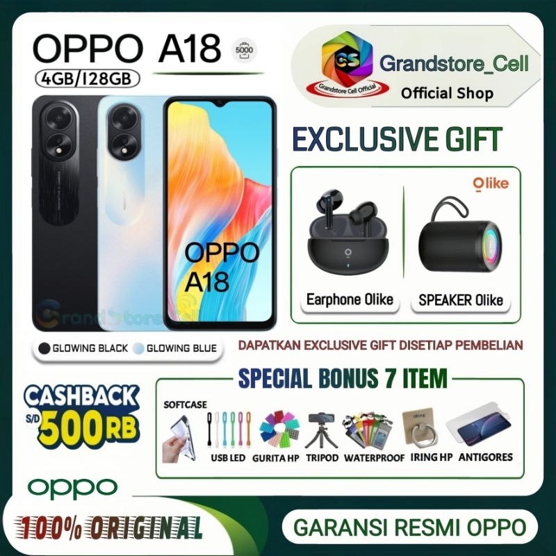 Jual OPPO A18 RAM 4/128 GB | OPPO A 18 4/128 GB GARANSI RESMI OPPO ...