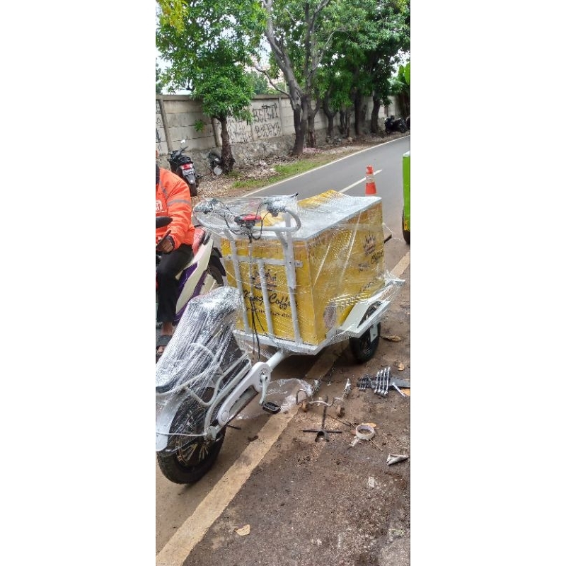 Jual gerobak kopi keliling sepeda listrik selis | Shopee Indonesia