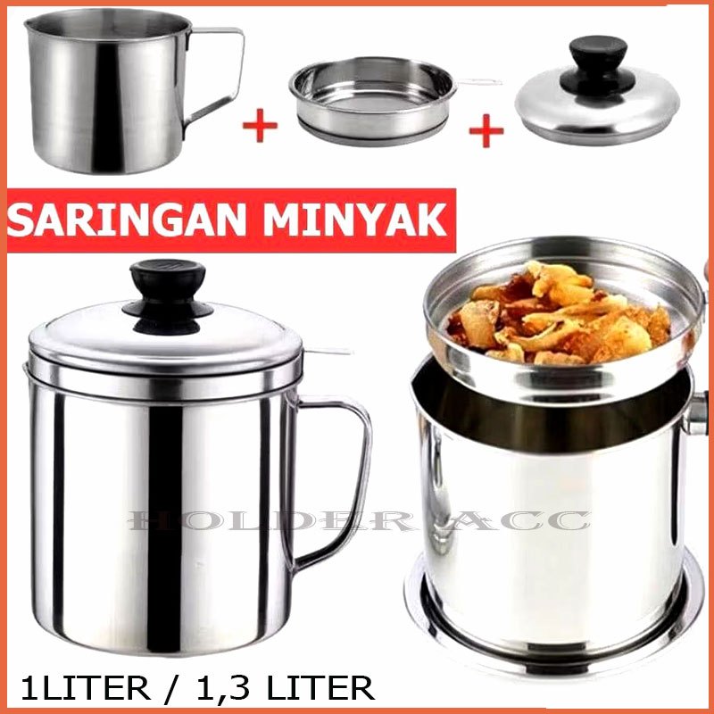 Jual HA Tempat Saring Minyak Bekas Goreng Oil Pot Stainless 1300ML ...