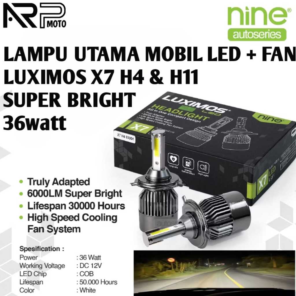 Jual HEADLIGHT & FOGLAMP LAMPU UTAMA MOBIL LED SUPER BRIGHT + KIPAS & FOGLAMP LED H4 H11 LUXIMOS ...