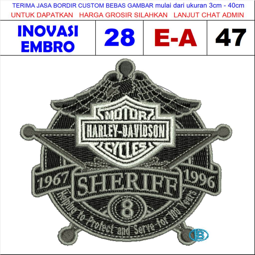 Jual PATCH BORDIR LOGO E-A47 HARLEY DAVIDSON MOTOR CYCLES SHERIFF 1967 ...