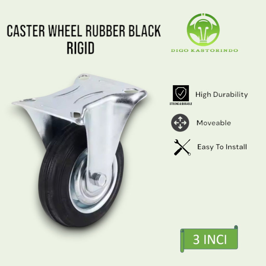 Jual Roda Kastor Karet Hitam Mati 3 Inci Caster Wheel Black Rubber ...