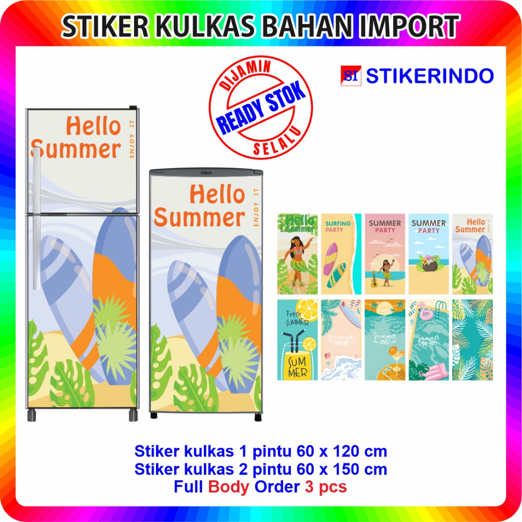 Jual Sticker Stiker Kulkas 1 Pintu dan 2 Pintu Motif Summer | Shopee ...
