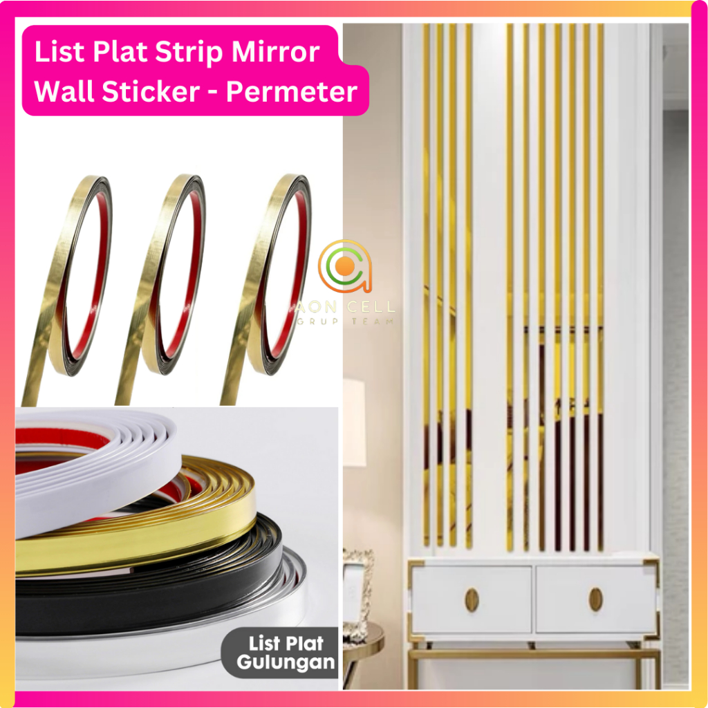 Jual List Plat Strip Mirror Wall Sticker Hairline - Permeter | Shopee ...