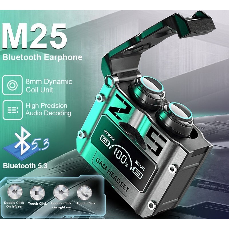 Jual Headset Bluetooth TWS M25 Gaming Wireless v5.3 Smart Touch 9D ...
