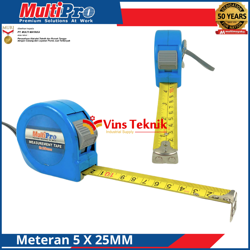 Jual meteran multipro 5meter heavy duty 5x25mm measurement tape ...