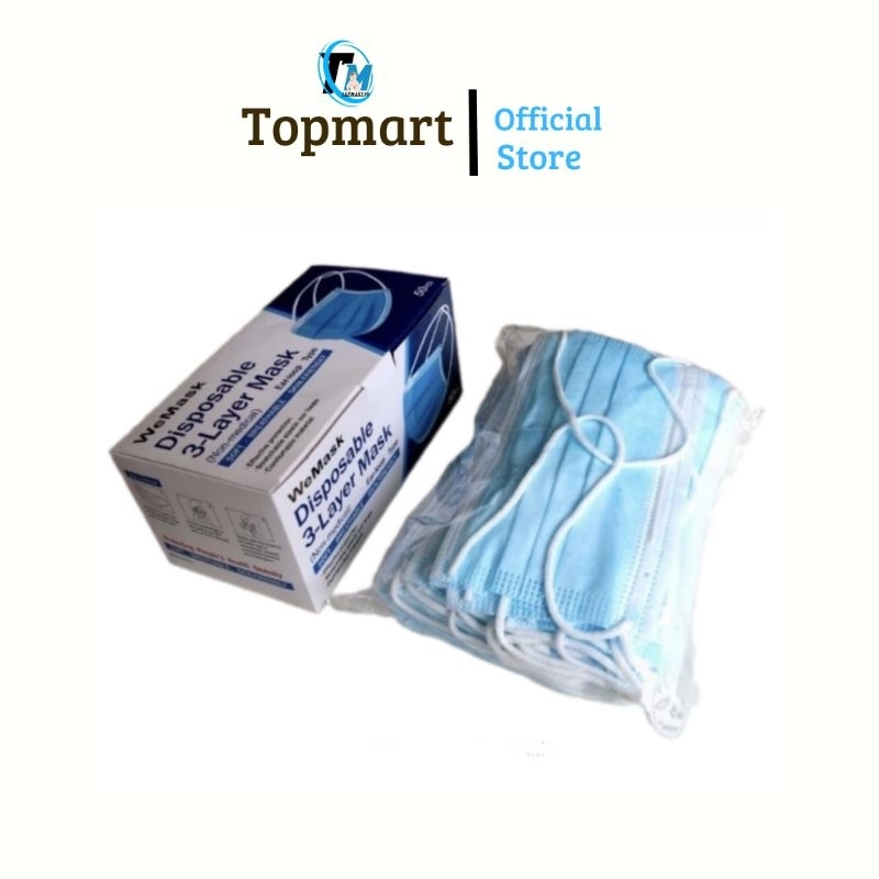 Jual Masker 3 Ply Face Mask Hijab Biru 1 Box Isi 50 Pcs | Shopee Indonesia