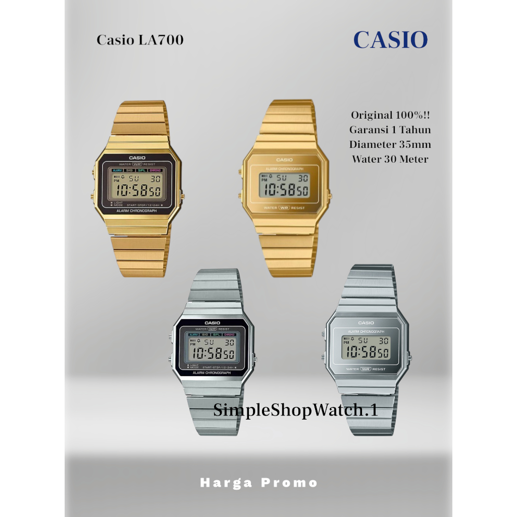 Jual Original 100%!! CASIO A700 A700W-1ADF A700WEV-7ADF A700WEVG-9ADF ...