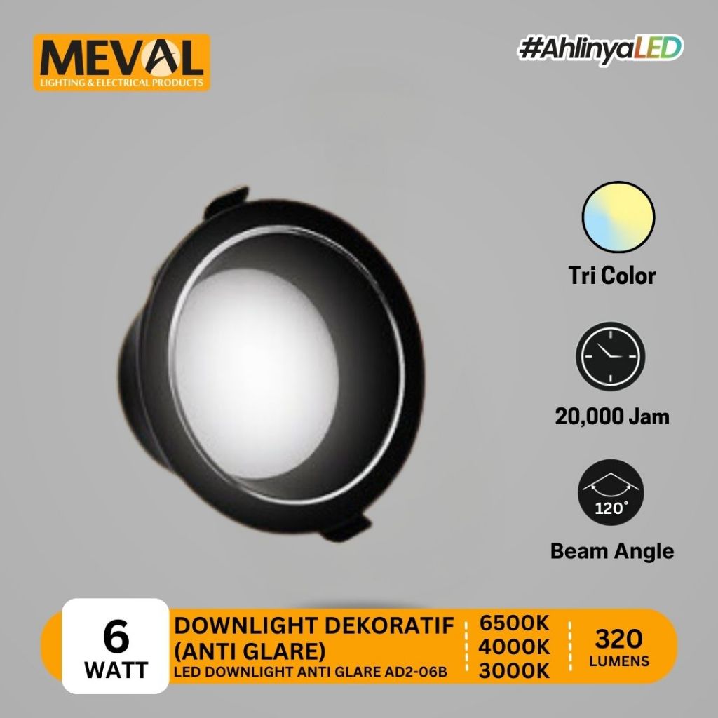 Jual MEVAL Lampu LED Downlight Dekoratif Anti Glare - Tri Color ...