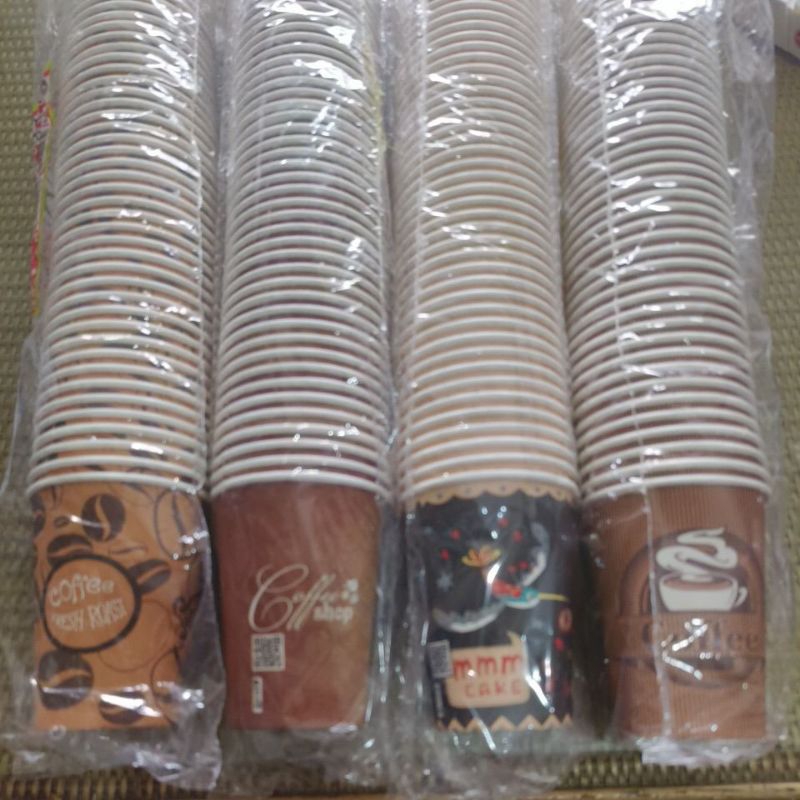 Jual Paper Cup Motif 8 OZ (240 ml) / Gelas Kertas Kopi Teh Tahan Panas / Hot [isi 50 pcs ...