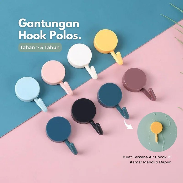 Jual POM Gantungan Tempel Bulat Plastik Hook Baju Serbaguna Multifungsi ...