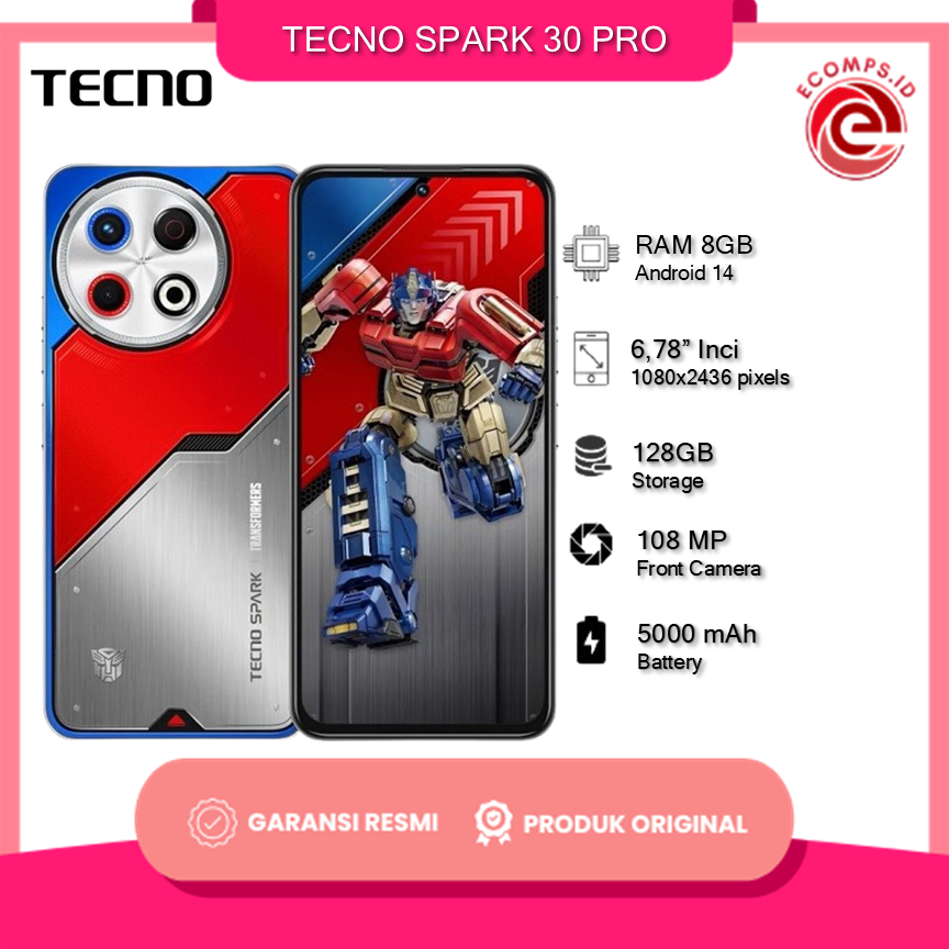 Jual Handphone TECNO SPARK 30 Pro - 8GB 128GB, 120Hz Eye Care AMOLED Display - Obsidian Edge ...