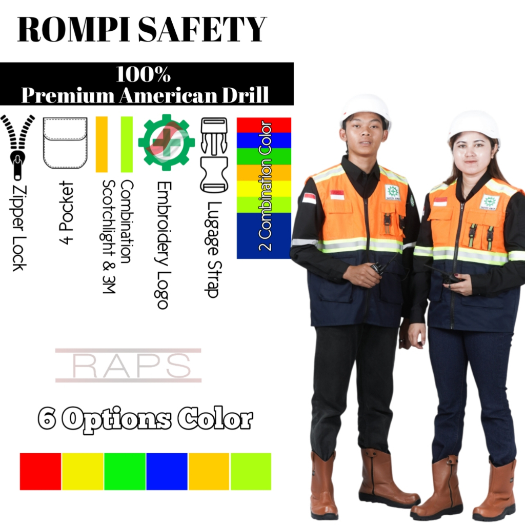 Jual Rompi Safety Orange Kombinasi Navy - Rompi Safety K3 - Rompi Kerja ...