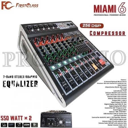Jual PROFESSIONAL POWER MIXER 6 CHANNEL WITH COMPRESSOR FIRSTCLASS MIAMI 6 | POWER MIXER MIAMI 6 ...