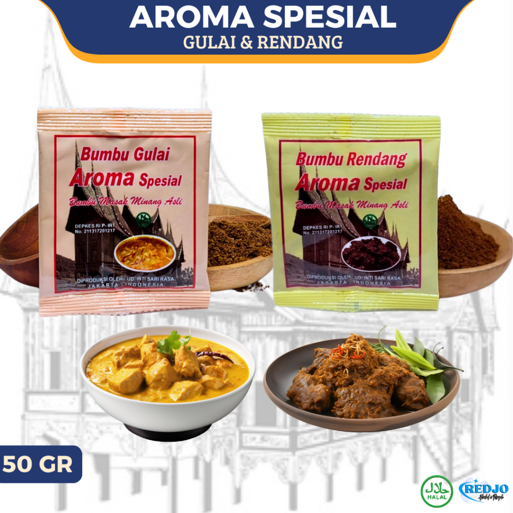 Jual AROMA SPESIAL Bumbu Rendang & Gulai Kemasan 50gr Bumbu pemasak ...