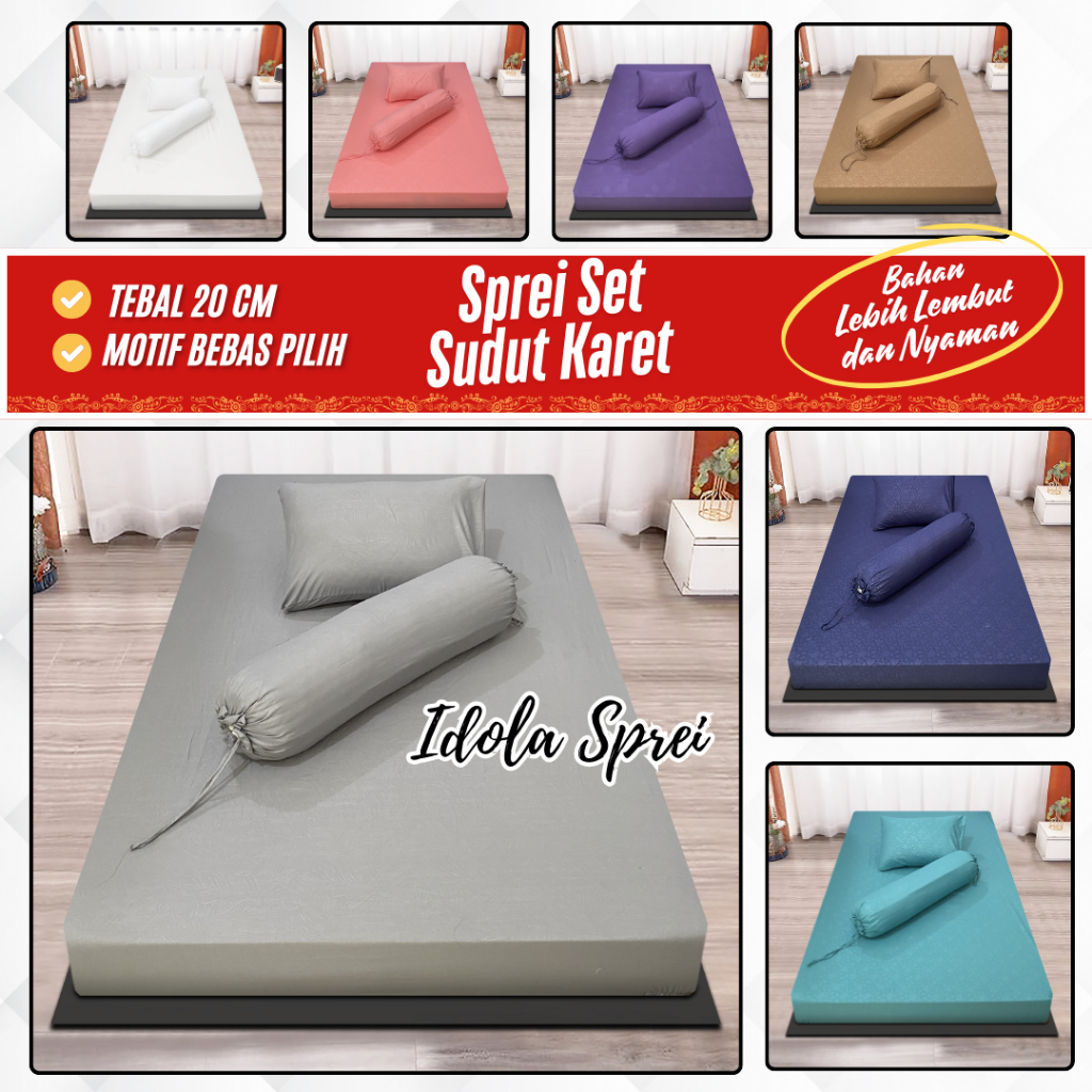Jual Sprei Karet Polos Embos Tebal 20cm Ukuran 90x200 100x200 120x200 ...