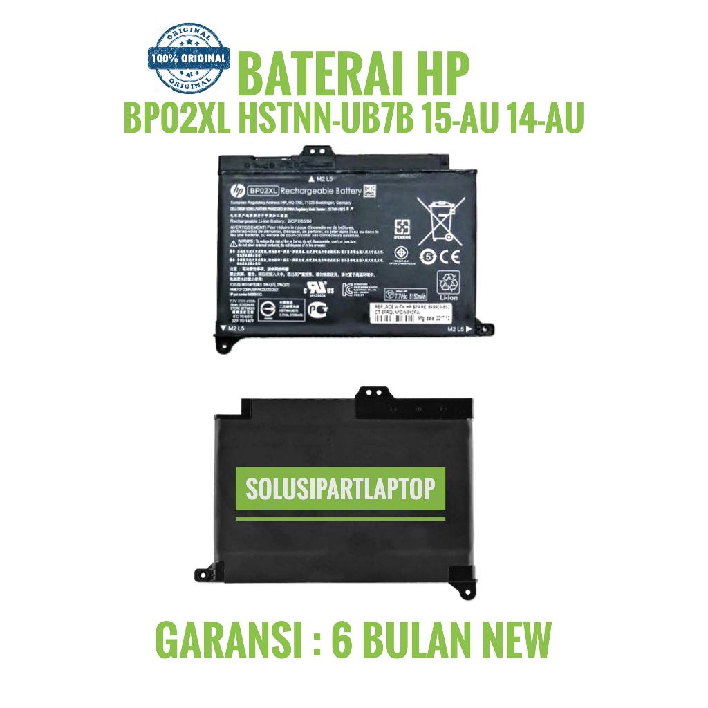 Jual ORIGINAL BATERAI BATRE BATTERY LAPTOP HP Pavilion 15-AU (BP02XL ...