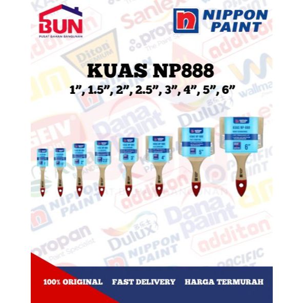 Jual NIPPON PAINT - Kuas NP888 - Kuas Cat 1 Inch, 1,5 Inch, 2 Inch, 2,5 ...