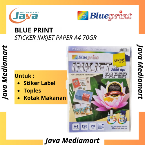 Jual Sticker Inkjet Paper A4 BLUEPRINT 70 Gsm - 20 Lembar | Shopee ...