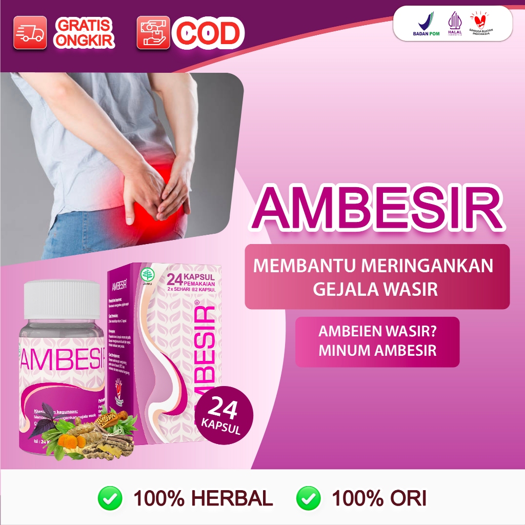 Jual AMBESIR 24 Kapsul - Obat Ambeien Ambeyen Wasir Ekstrak Daun Ungu KEMBANG BULAN ORI BPOM ...