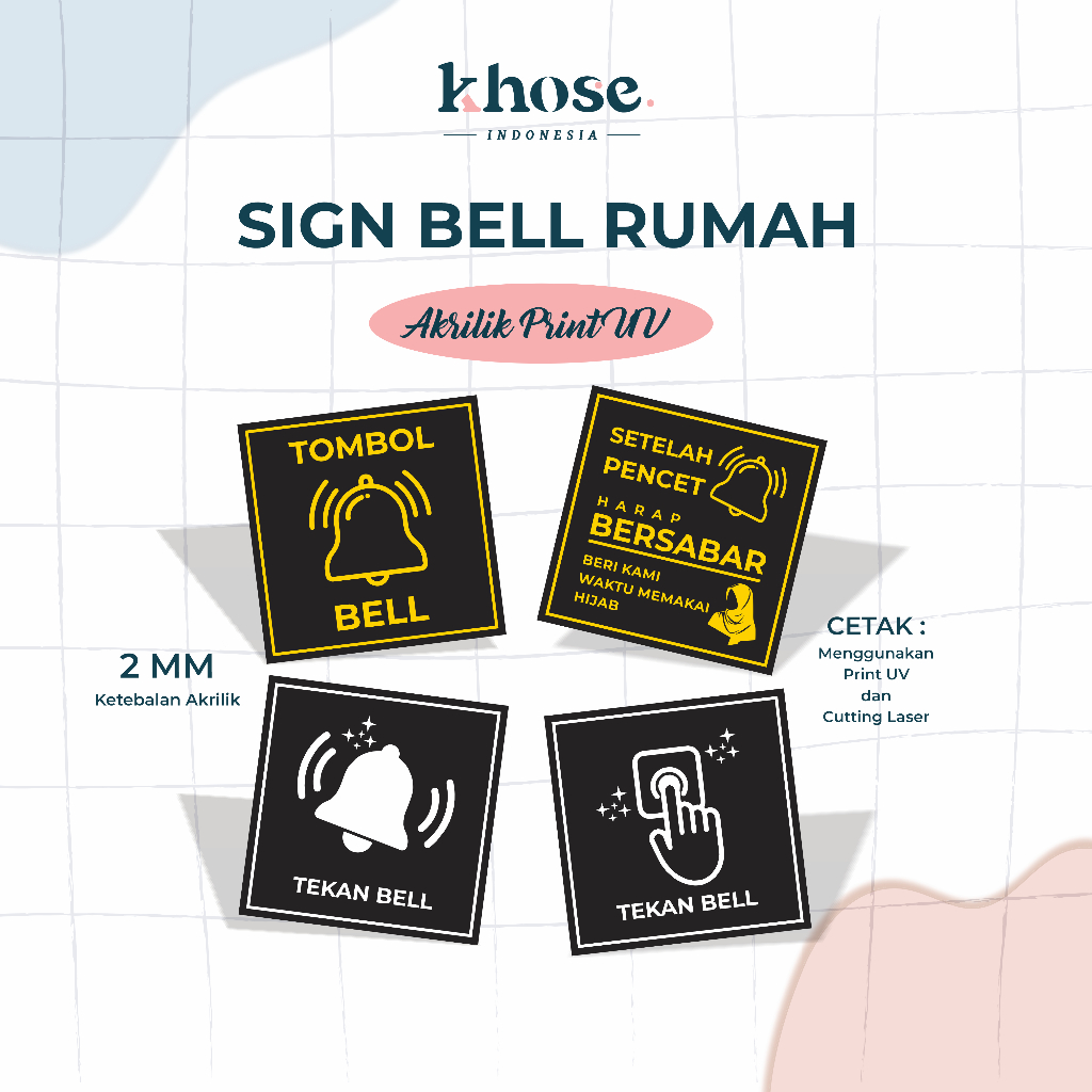 Jual Sign Signage Bel Rumah Akrilik 10x10 cm Print UV / Papan Bell ...
