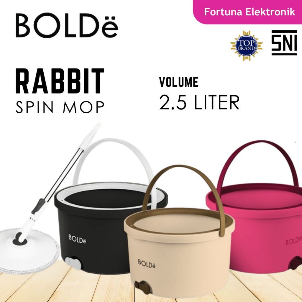 Jual BOLDe Spin Mop Rabbit Alat Pel Pembersih Lantai 2.5 Liter Kain ...