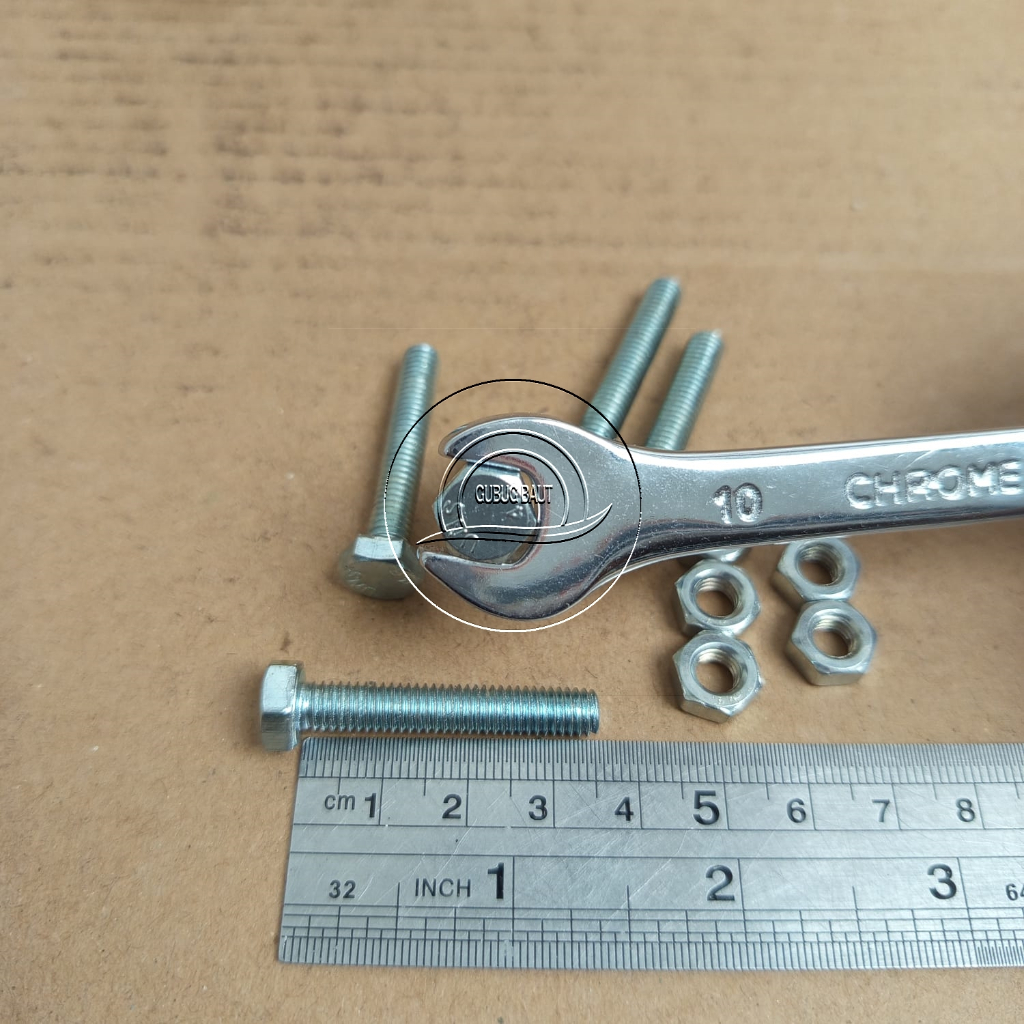 Jual BAUT KUNCI 10 M6X35 MUR M6 X 35 PANJANG 3,5CM 3,5 CM PITCH DRAT 1.0 UKURAN BAUD 10 PUTIH ...