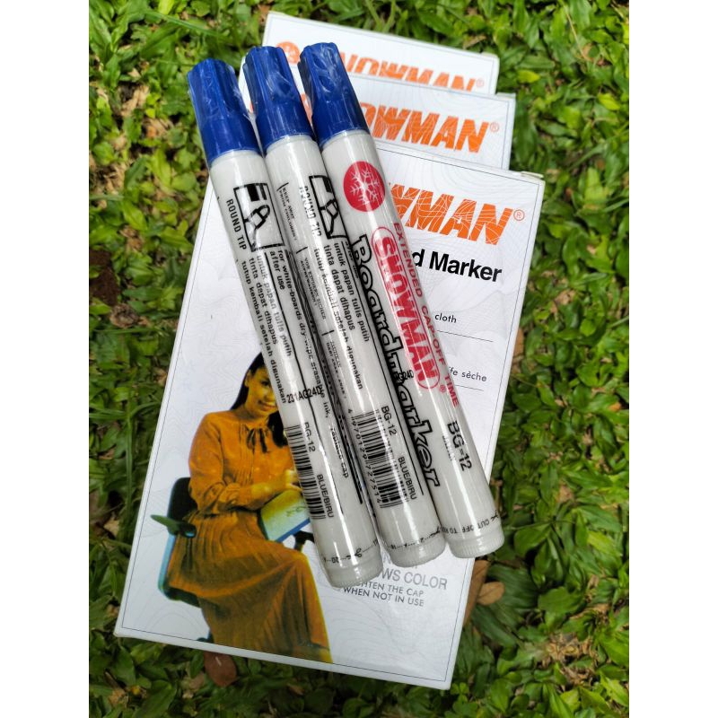 Jual spidol Whiteboard snowman BG12 warna biru isi 12pcs harga per dus ...