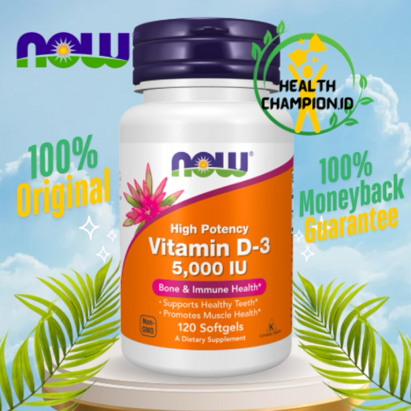 Jual NOW Foods Vitamin D3 5000 IU 120 Softgels | Shopee Indonesia