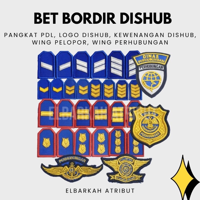 Jual PANGKAT PDL DISHUB LENGKAP / PATCH BET BORDIR DISHUB FULL BORDIR ...