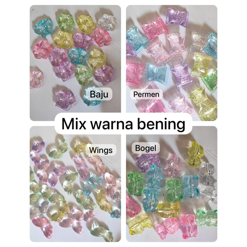 Jual manik BENING MODEL MIX WARNA topping pilih varian model lubang ...