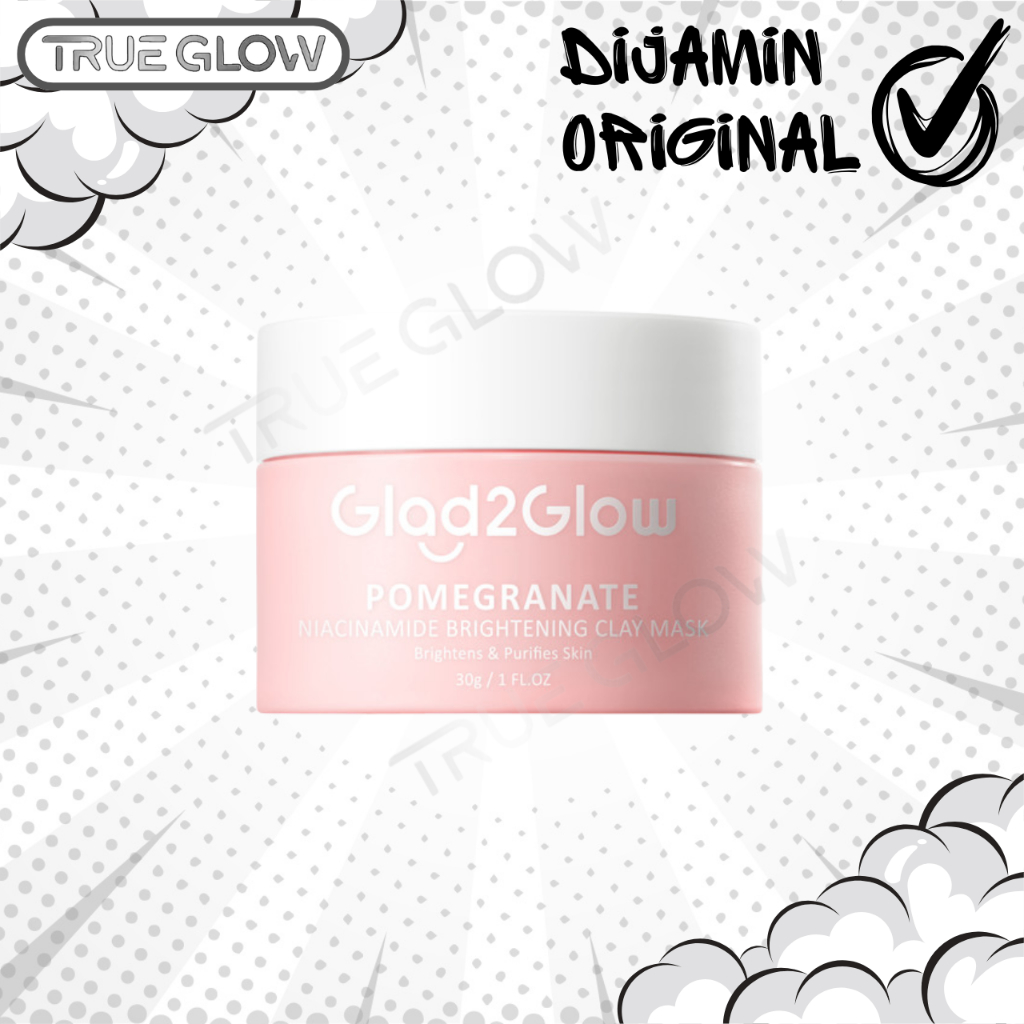 Jual Glad2Glow Pomegranate Niacinamide Brightening Clay Mask 30g | Shopee Indonesia