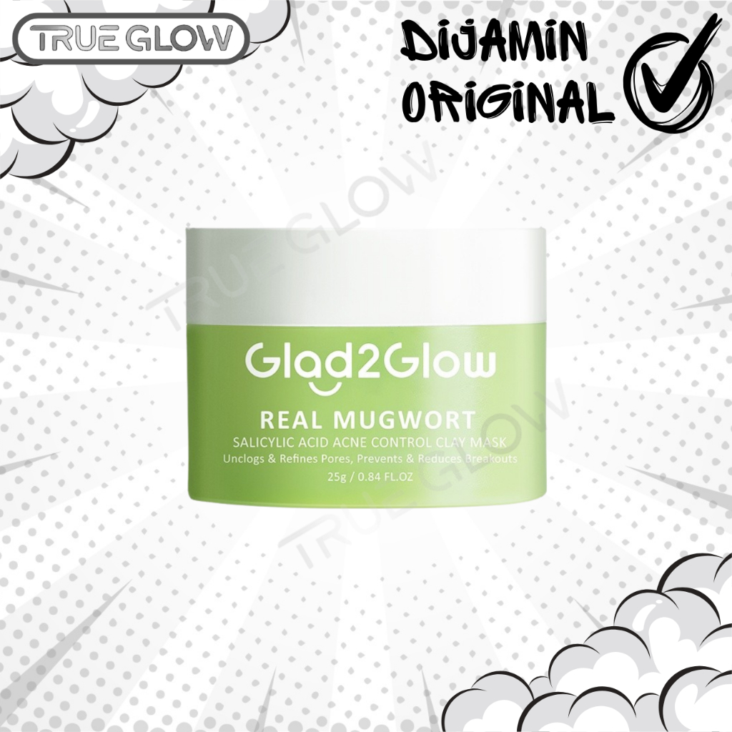 Jual Glad2Glow Real Mugwort Clay Mask Salicylic Acid Acne Control 30g | Shopee Indonesia