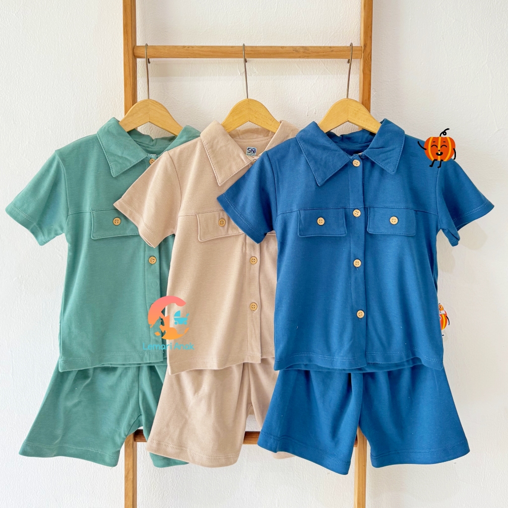 Jual KABOCHAN Setelan Pendek Kemeja Anak 1-3 Tahun | Bonnie Set ...