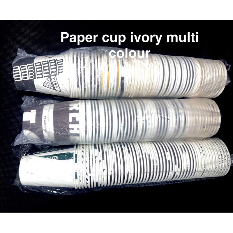 Jual [50 PCS] Paper Cup Multi Colour Ivory (SALAH CETAK) Merk JOY Cocok ...