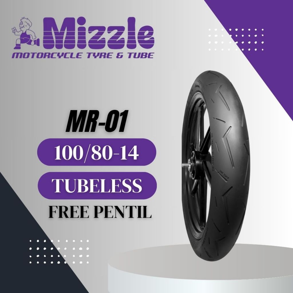 Jual Ban Motor MIZZLE MR-01 100/80-14 Tubeless - Mizzle MR01 100/80 ...