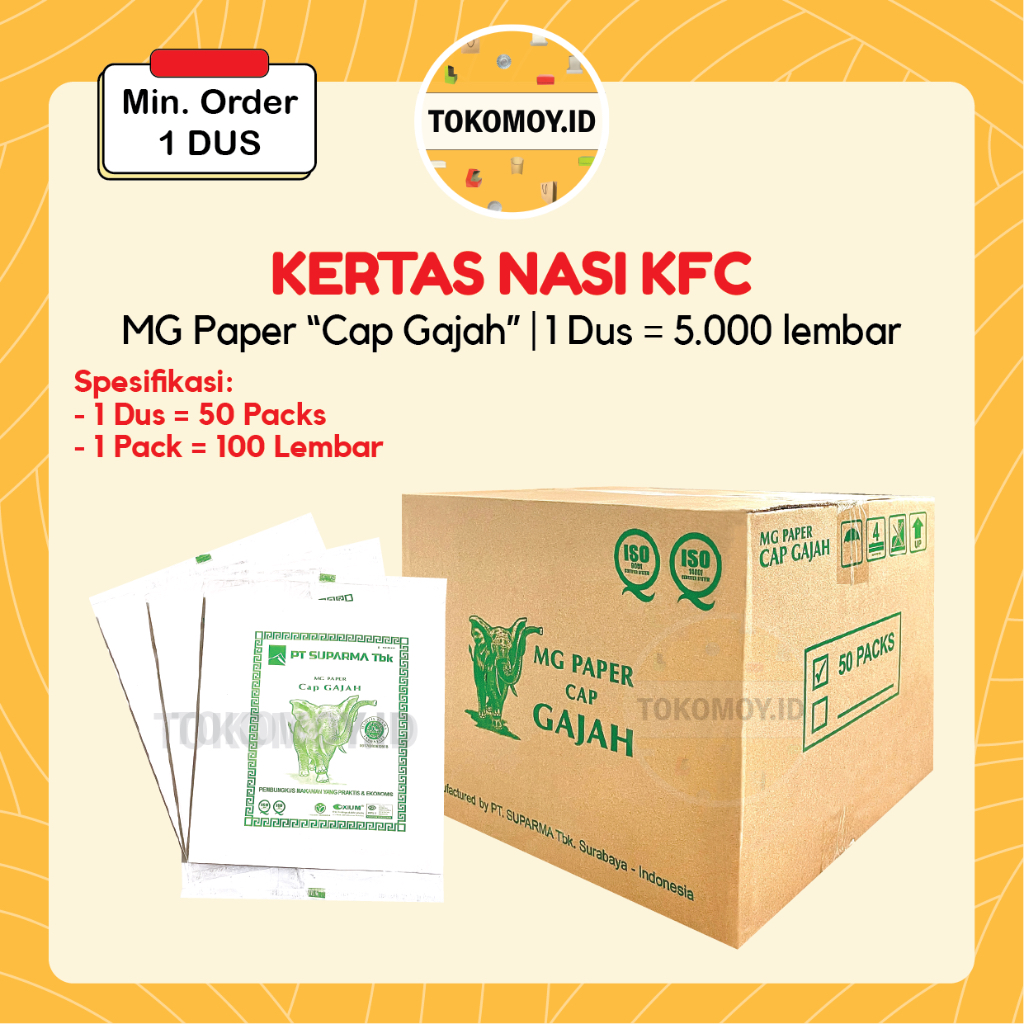 Jual (1 DUS) Kertas Nasi Putih ala KFC uk. 25x27 cm - MG Paper Cap ...