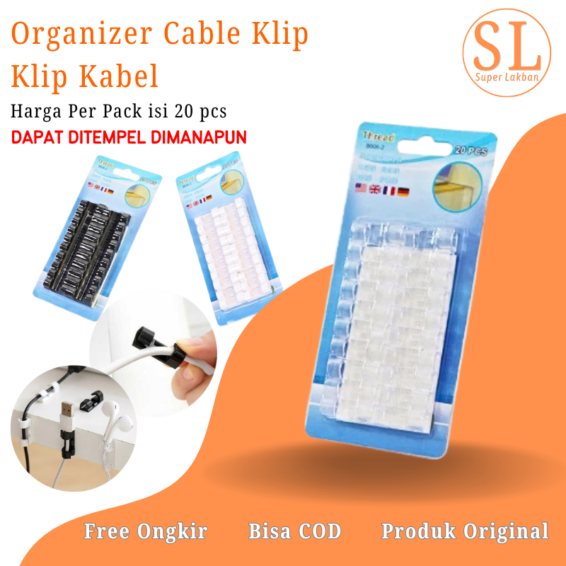 Jual Klip Pengikat Perapi Kabel Charger Tempel Dinding Cable Organizer ...