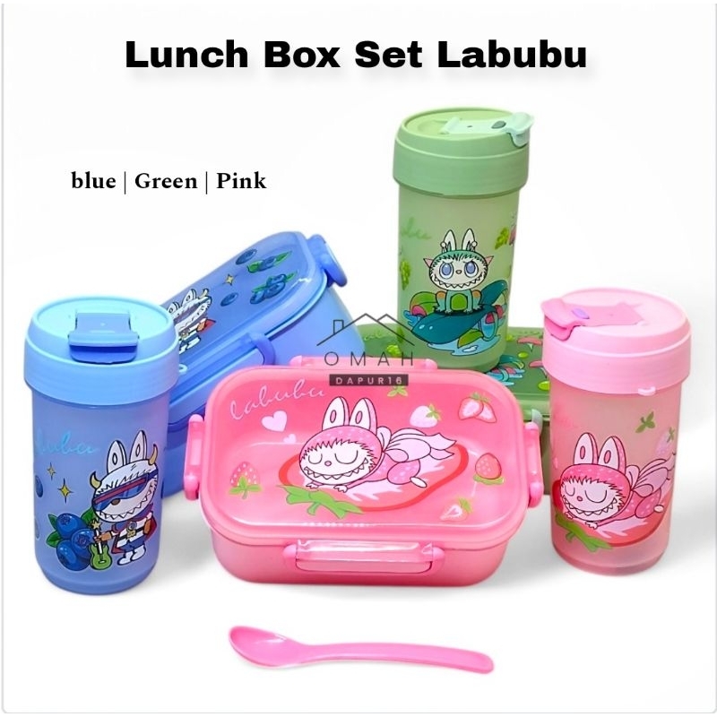 Jual Set Kotak Bekal Labubu| Lunch Box Set Labubu Viral | Kotak Makan Botol Minum Labubu BPA ...