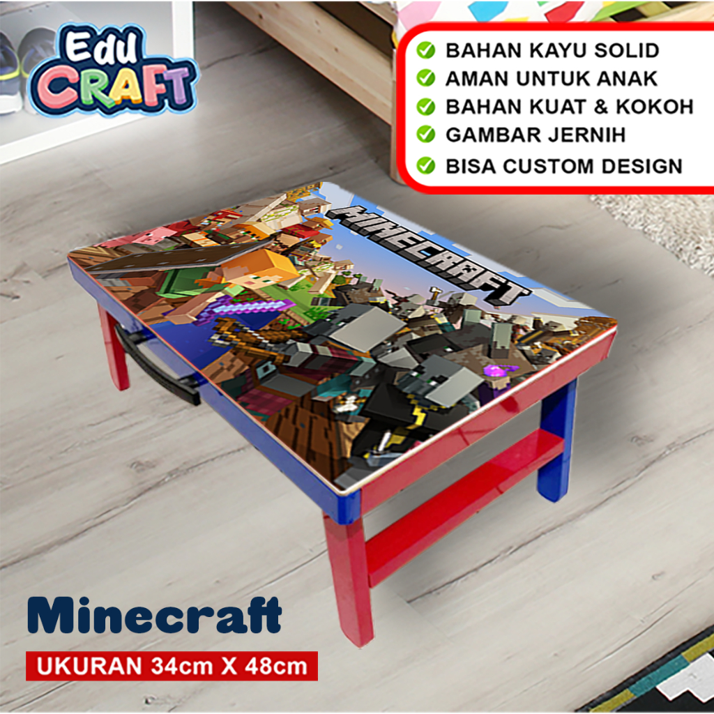 Jual Meja Lipat Belajar Anak Karakter Minecraft / Meja Custom Anak ...