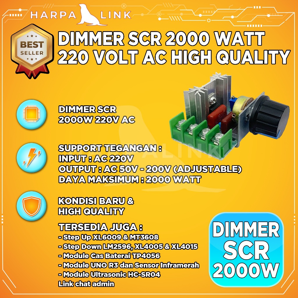 Jual Dimmer SCR 2000W Regulator Voltage 220V AC Motor Gurinda Bor Motor Speed Controller Pwm ...