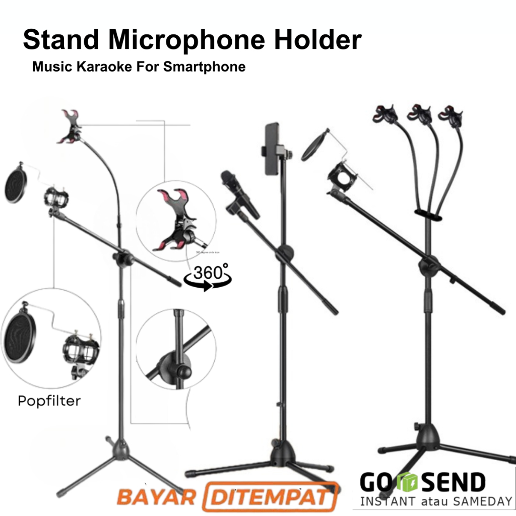 Jual Stand Microphone Degree 360 Full Set Berdiri /Stand Holder Berdiri ...