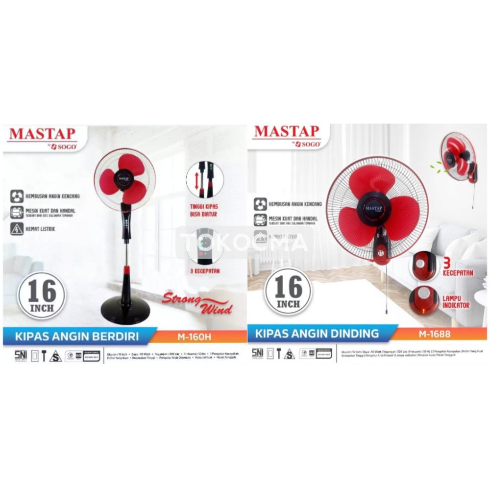 Jual Mastap Kipas Angin Stand Fan Wall Fan 16Inch, Kipas Angin Berdiri ...