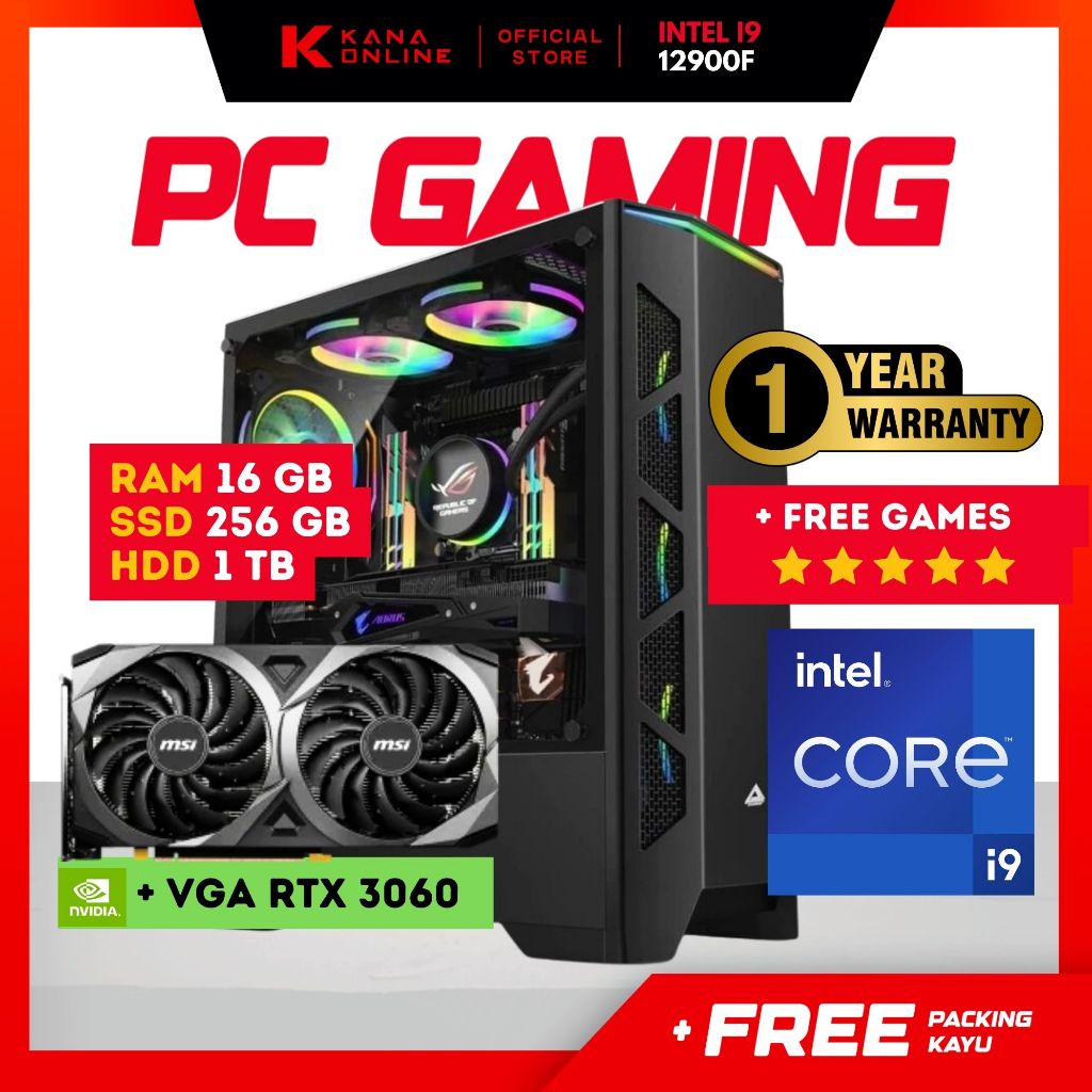 Jual PC GAMING INTEL I9 12900F RAM 16GB HDD 1TB SSD NVME 256GB VGA RTX ...