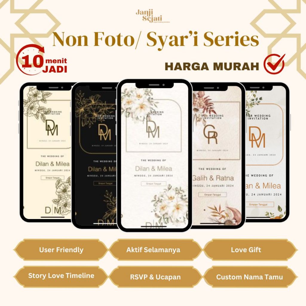 Jual Undangan Digital Website Animasi Pernikahan Tema Tanpa Foto ...