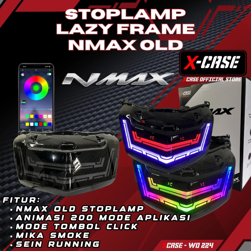 Jual Lampu Stoplamp X Case Nmax Old Lazy Frame 200 Mode RGB App ...