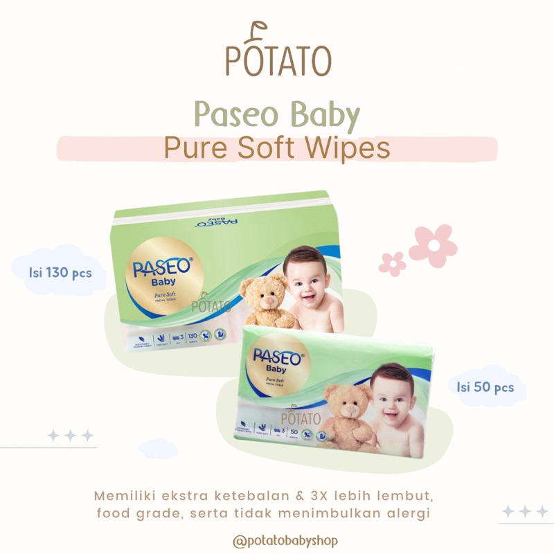 Jual Paseo Baby Tissue Bayi Travel Pack 50 Sheets dan 130 Sheets ...