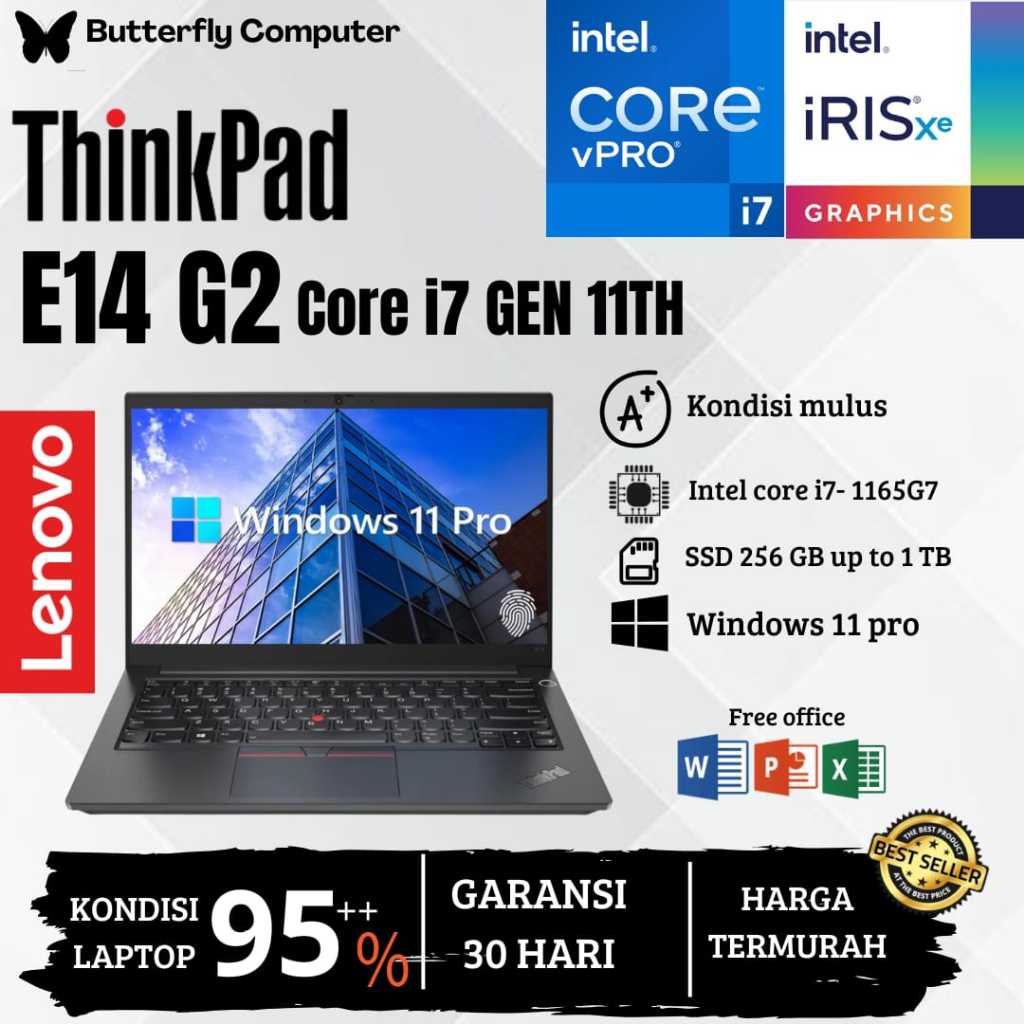 Jual Laptop Lenovo ThinkPad E14 G2 Core i7 Gen 11Th - Windows 11 Pro - RAM 16GB SSD 1TB - 14 ...